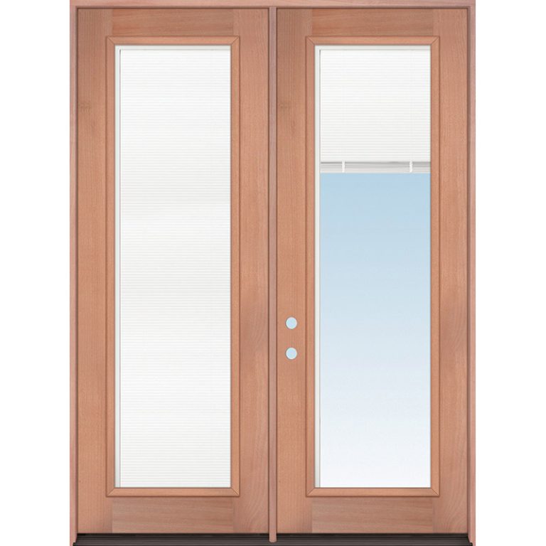 8'0" Tall Full Mini-blind Mahogany Wood Double Door Unit - Door ...