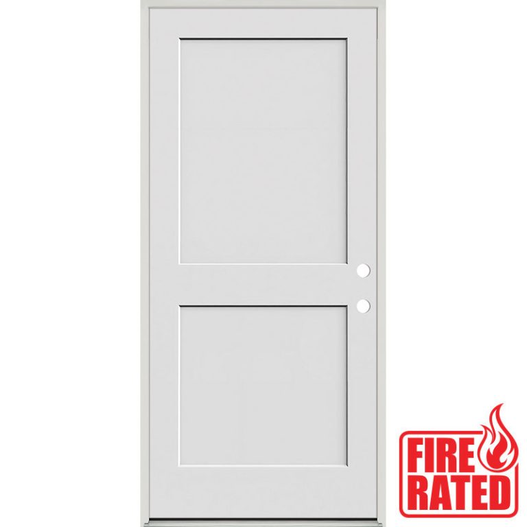 6'8" Tall 2-Panel Shaker Primed Interior Prehung Wood Double Door Unit ...